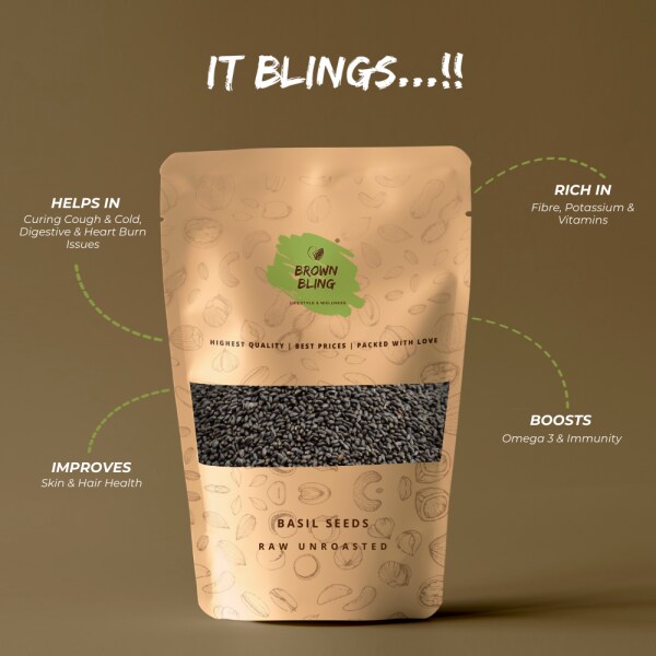 Brown Bling Basil Seeds (Raw - Unroasted) 500g Sabja beej - JioMart