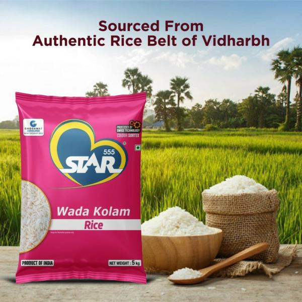 STAR 555 Wada Kolam Rice 5 Kg | Extra Long & Fluffy Grains | Finest ...