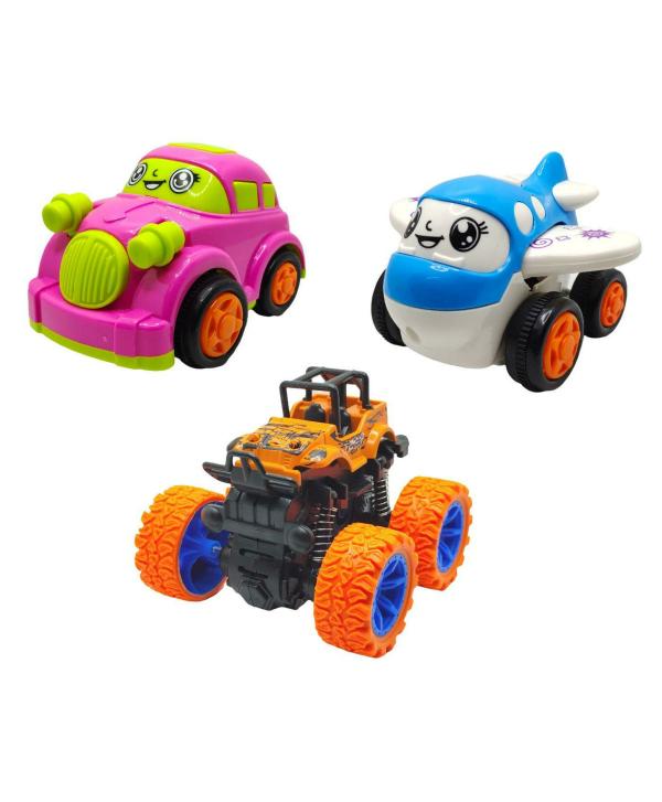 CrackaDeal Unbreakable Friction Powered Toy Set of Car, Plane & Monster ...
