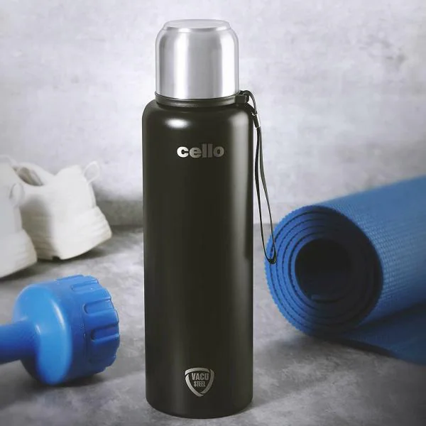 Cello Duro Tuff Steel Series- Flip Double Walled Stainless Steel Water ...