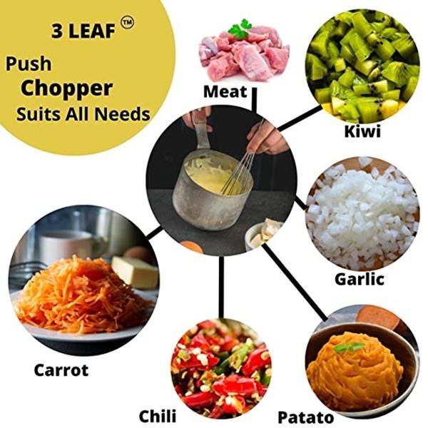 3 Leaf Plastic Multipurpose Manual Push Hand Press Chopper with Lock ...