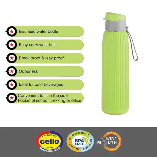 Cello Puro Steel-X Volvo Water Bottle, 900ml, Green - JioMart