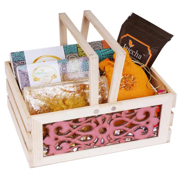 Jaiccha Ghasitaram Gifts-Lohri Sweets Gachak Hampers Lohri Wooden Lazer ...