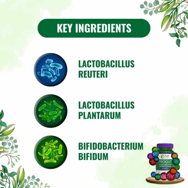 Pure Nutrition Progut 50 Billion CFUs of Probiotics, Promotes Digestive ...