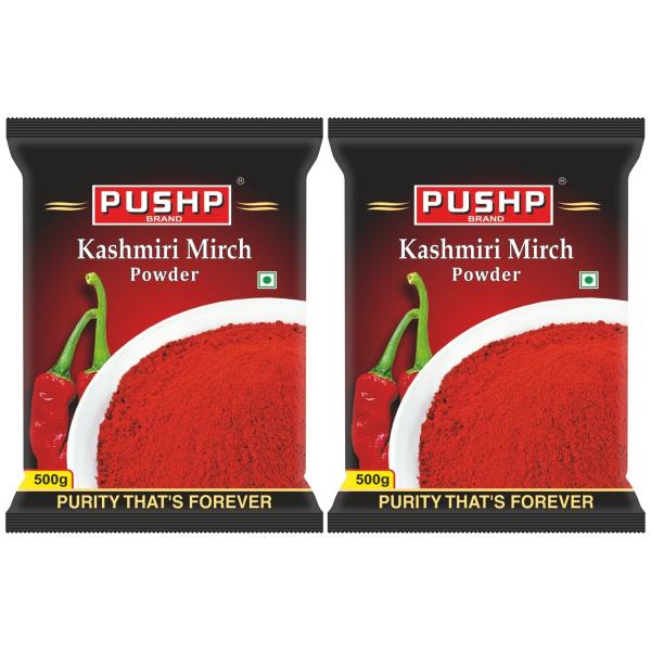Pushp Brand Kasmiri Red Chilli Powder (500gm) (Pack of 2) - JioMart