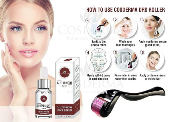 LEEPOSH Derma Roller Titanium Needles Glutabright Serum Glutathione ...