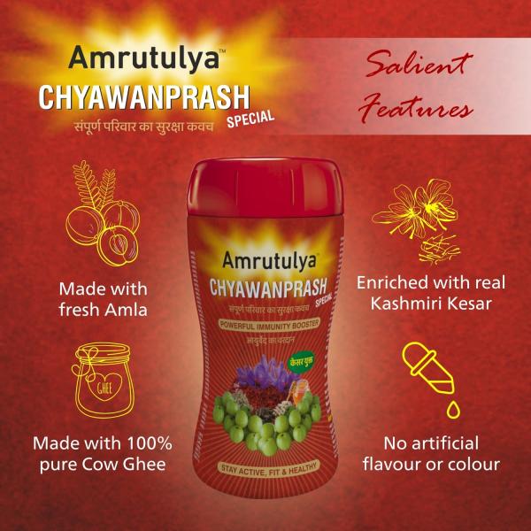 Amrutulya Chyawanprash Special 1Kg| Enriched with Kashmiri Kesar and 47 ...