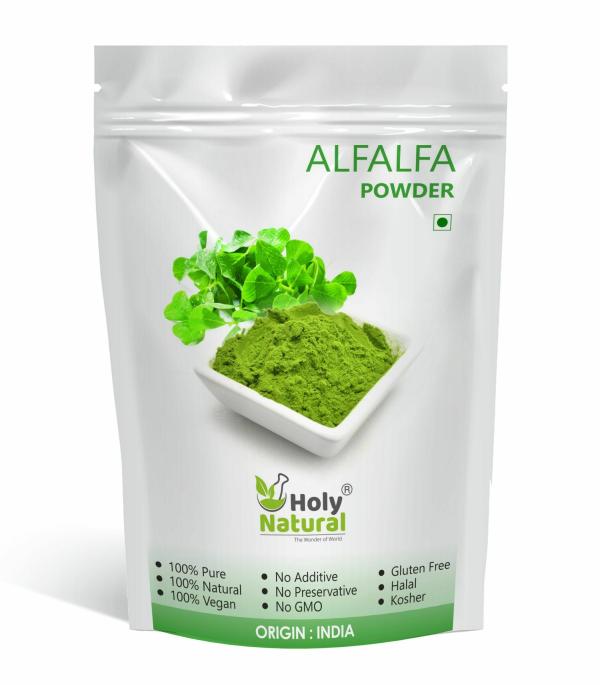 Holy Natural Alfalfa Powder 500gm, Medicago sativa, Herbal and Ayurvedic for men and women for ...