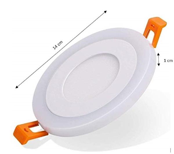 OTS LIGHTS 9 Watt 6+3 Round Double Colour LED Conceal Panel Side 3D ...