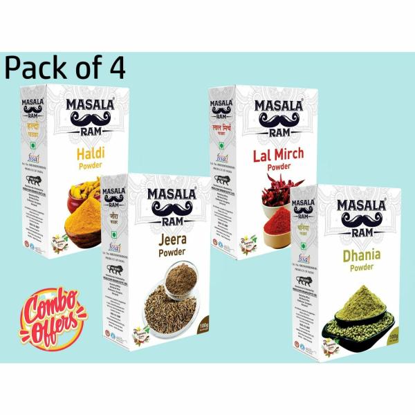 MASALA RAM-Haldi MIrch Dhania Jeera Combo (4x100g), 1 Box Each, Super ...
