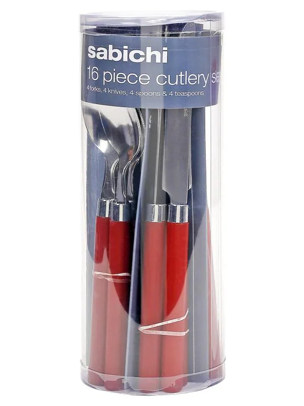 Sabichi Elkie Food Grade Stainless Steel Round Handle Red Set of 16 ...