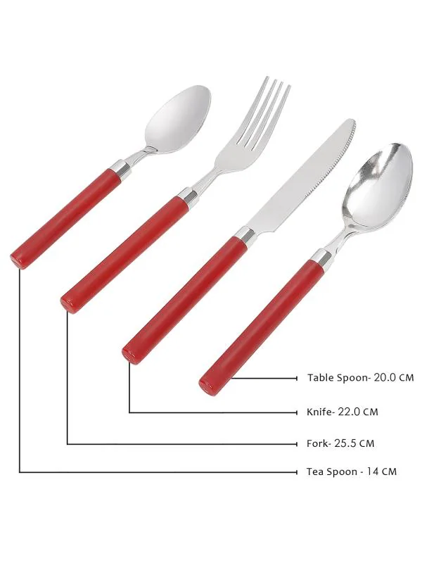 Sabichi Elkie Food Grade Stainless Steel Round Handle Red Set of 16 ...