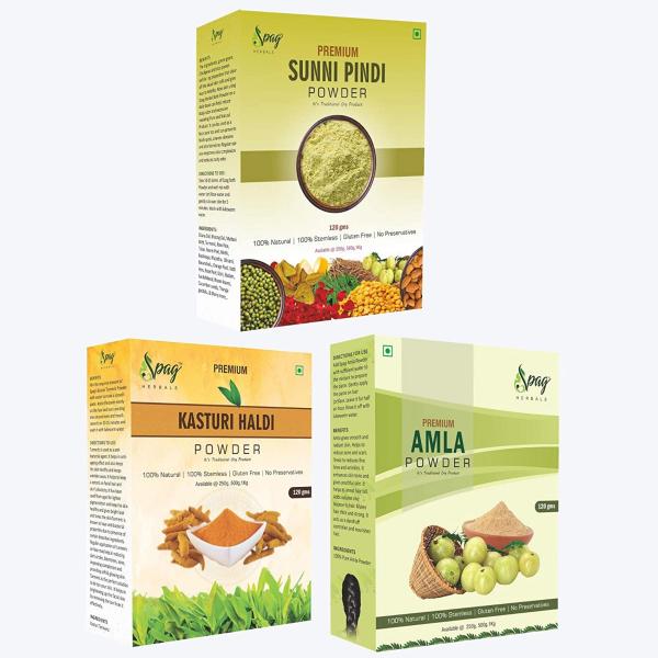 Spag Herbals Organic Sunni Pindi Bath, Kasturi Turmeric And Amla Powder ...