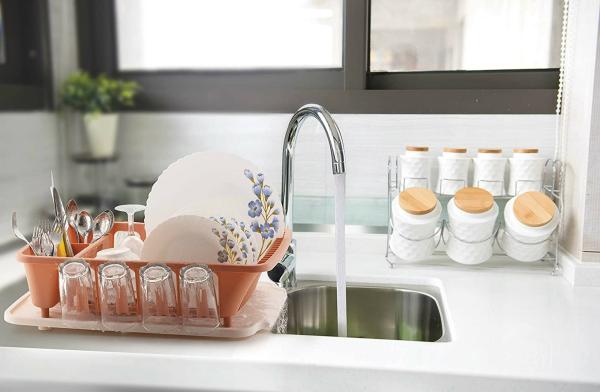 Nabhya Cream Plastic 4 In1 Durable Kitchen Sink Dish Rack Drainer Rack ...