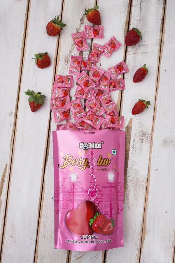Dobiee Berry Luv Strawberry Fruit Flavoured Love Candy - 100 Pcs (Pack ...