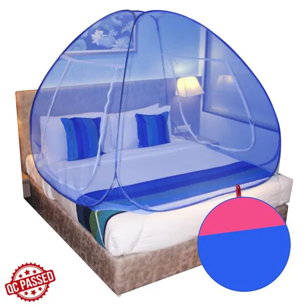 SILVER SHINE Mosquito Net Polyester Foldable for king size Dark Blue And Blue Color Patti - JioMart