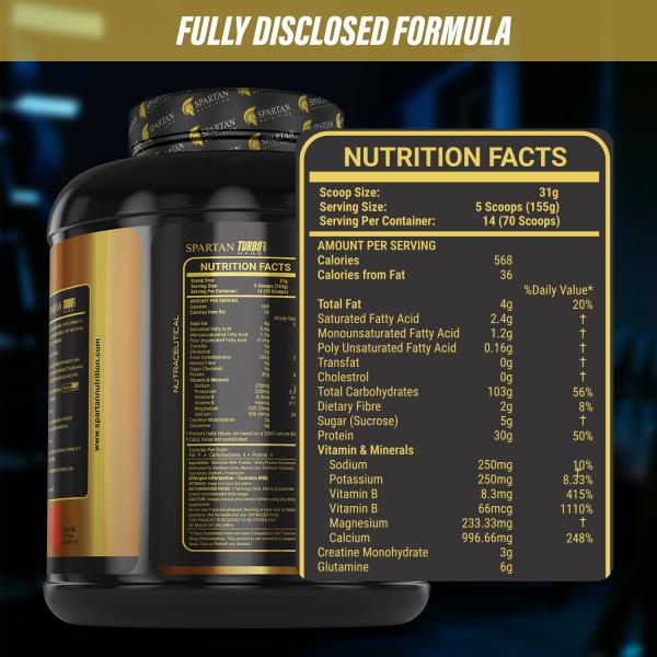 Spartan Nutrition Gold Turbo Mass High Protein & Calorie Weight Gainer ...