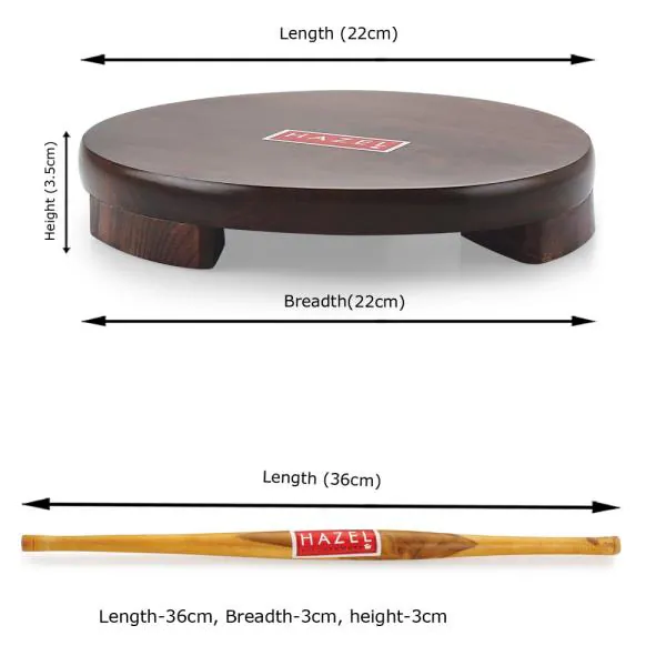 HAZEL Sheesham Polpat Chakla Roti Chapati Maker 23 cm With Wood Roti ...