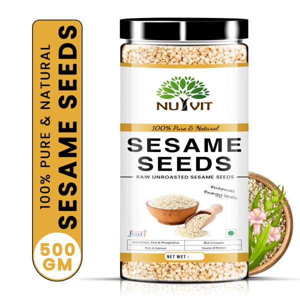 Nutvit Organic White Sesame Seeds, Raw SafedTil Seeds for Eating Fresh ...