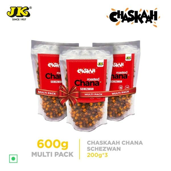 Chaskaah Schezwan Chana 600g (200gx3) by JK | Bhuna Chana | Roasted ...