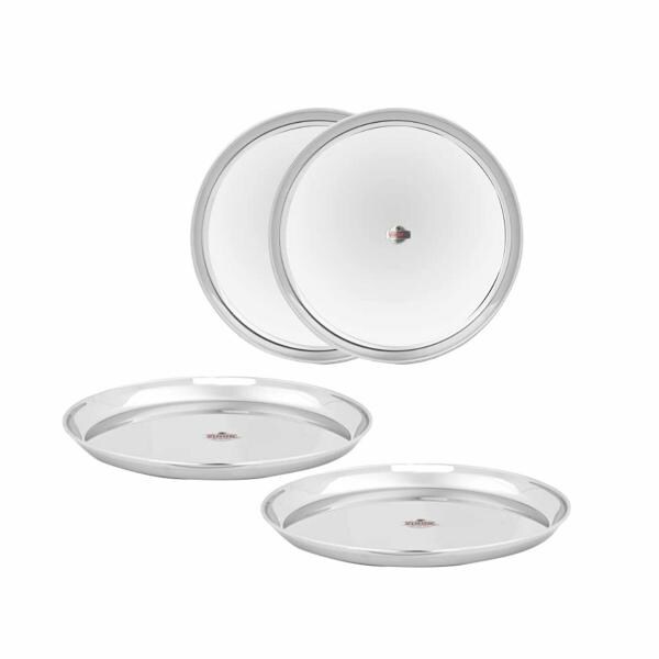 Vinod Stainless Steel Kanchan Bogi Plate, Lunch & Dinner Plate (Pack of ...