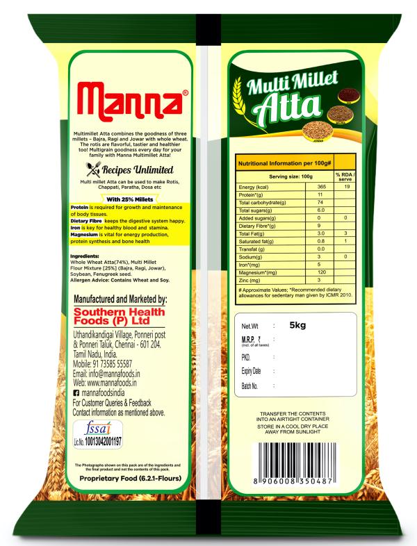 Manna Atta | Multigrain Atta | MultiMillet Atta | Chakki Atta| Wheat ...