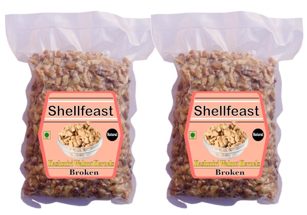 Shellfeast Walnut Kernels 1 Kg (500x2) Broken Walnut Kernels, Tukda Akhrot Giri, Without Shell ...