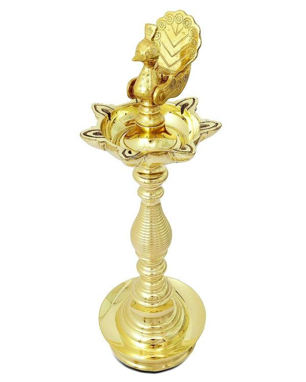 DMI Gold Metal 7 Faced Antique Brass Samai with Peacock Design at ...