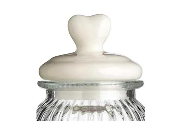 Cracker Transparent Glass, Ceramic Pop Jar With Heart Shape Lid Pickle ...