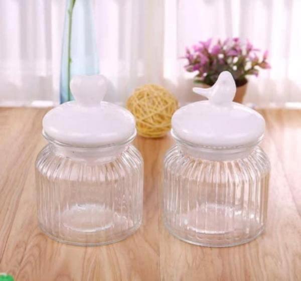 Cracker Transparent Glass, Ceramic Pop Jar With Heart Shape Lid Pickle ...