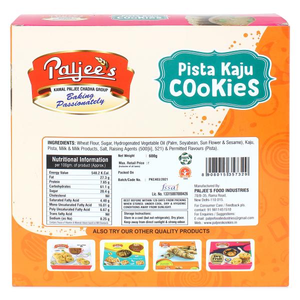 Paljee's Pista Kaju Cookies(Wheat Flour, Pista, Kaju, Soyabean, Sesame ...