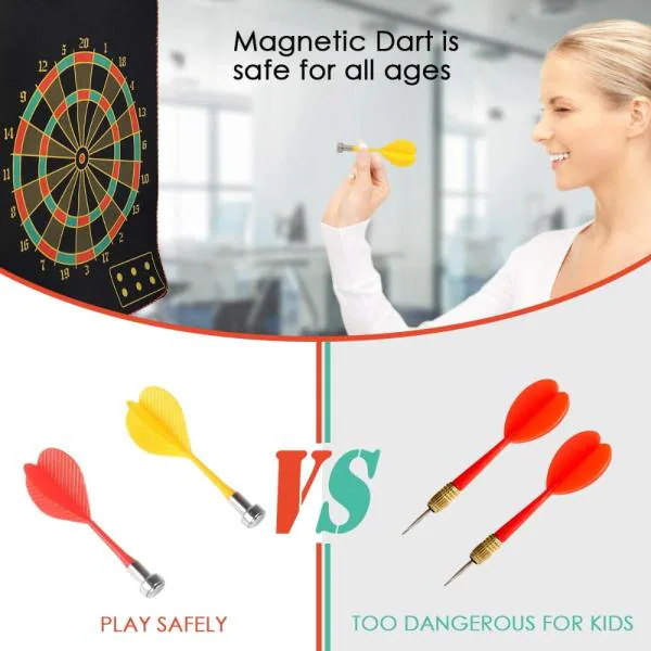 KARTUNBOX Magnet Dart Board Game (15 Inch) for Kids, Double Sided ...