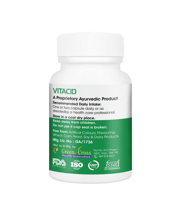 VitaGreen VITACID Capsules For Natural Relif From Acidity, Pure Natural ...