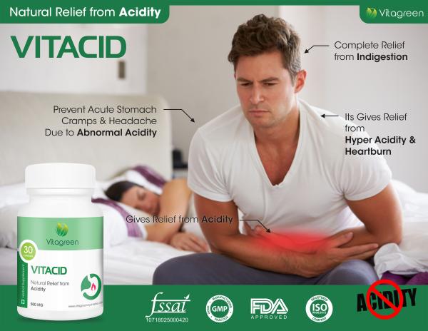 VitaGreen VITACID Capsules For Natural Relif From Acidity, Pure Natural ...