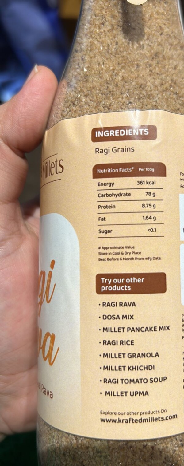 KRAFTED MILLETS Ragi Rava 380 g - JioMart