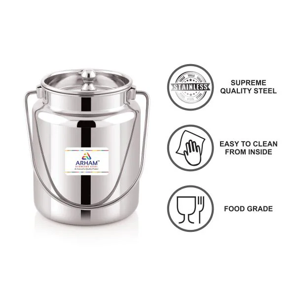 ARHAM STAINLESS STEEL Barni/Akhand Barni/Jointless Milk Can/Oil Can ...