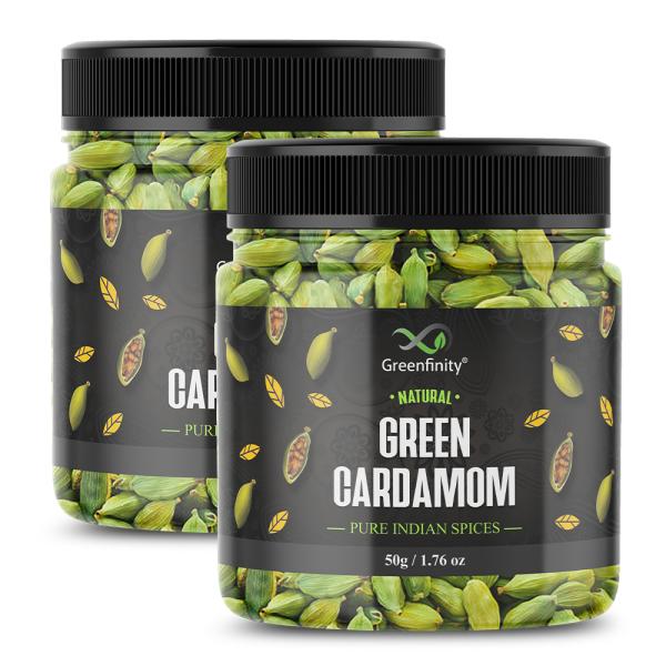 GreenFinity Cardamom Green Whole - 50gm + 50gm Sabut Elaichi Grade ...
