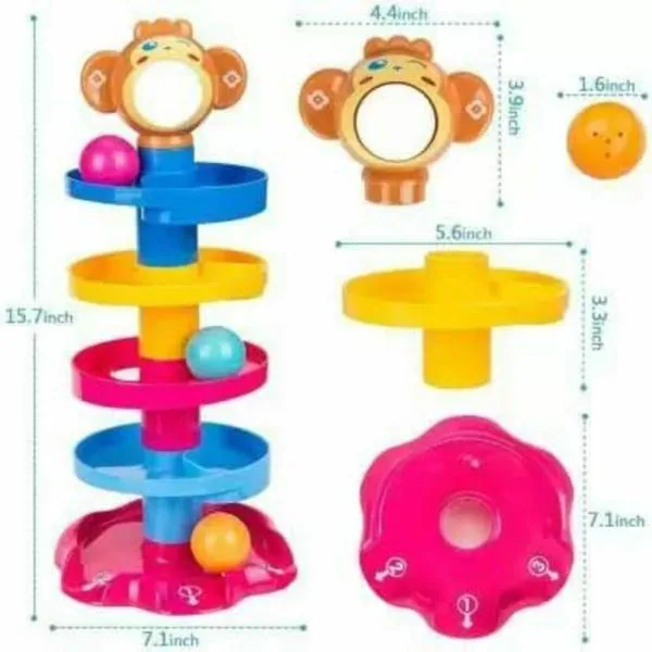 MICKLEYS Monkey Ball Drop Toy for Babies and Toddlers 5 Layer Tower Run ...
