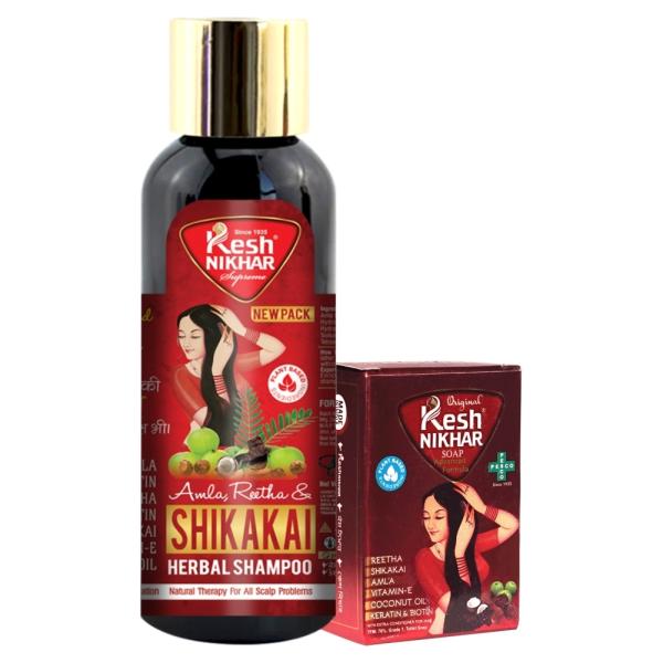 Kesh Nikhar Amla Reetha Shikakai Shampoo 500Ml + Kesh Nikhar Hair Soap ...