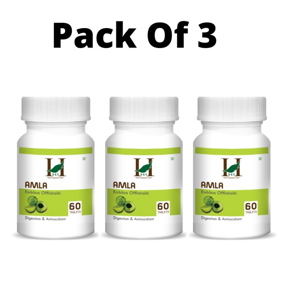 H&C Amla Tablets 350mg, 60 count (Pack of 3) - JioMart