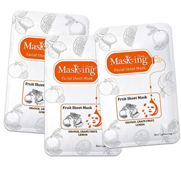 MasKing Diva Orange, Grapefruit & Lemon Fruit Sheet Mask 60ml (Pack of ...