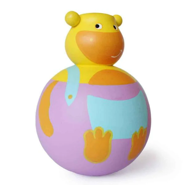 Shumee Multicolor Wooden Push And Shake Hippo Roly Poly Wobbling Toy ...