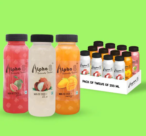ALPHA 8 Mango, Litchi & Guava Juice with Fruit Bites (12 x 200ml ...