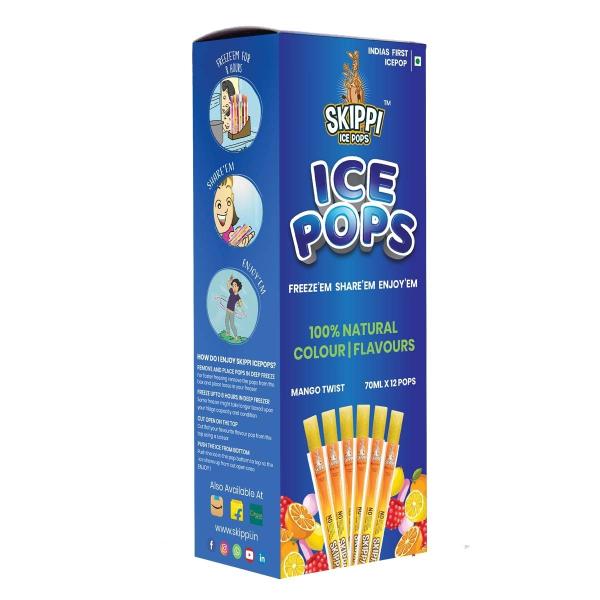 Skippi Icepops 100% Natural Ice Pops Raspberry & Mango Flavors (12+12 ...