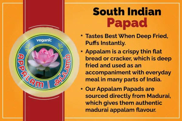 Veganic Appalam Papadam 400gm South Indian Apalam Papad Madurai Plain ...