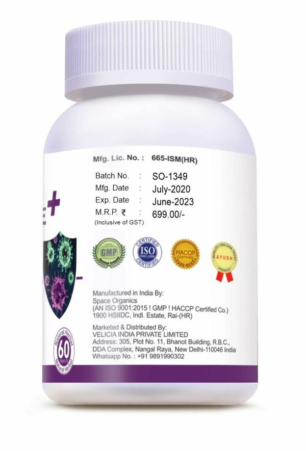 Velicia Immunity Booster Daily Immunity, 60 Tablet Bottle with Giloy ...