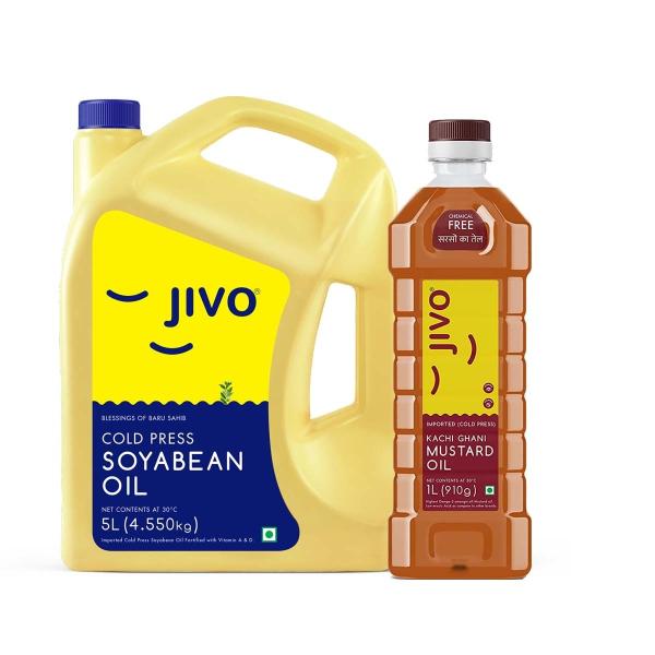 JIVO Cold Press Soyabean Oil 5L + 1L Mustard Oil - JioMart
