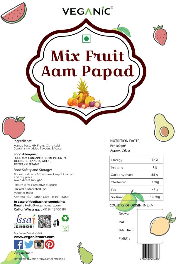 Veganic Organic Mix Fruit Papad | Aam Papad With mixed fruit | Sweet ...