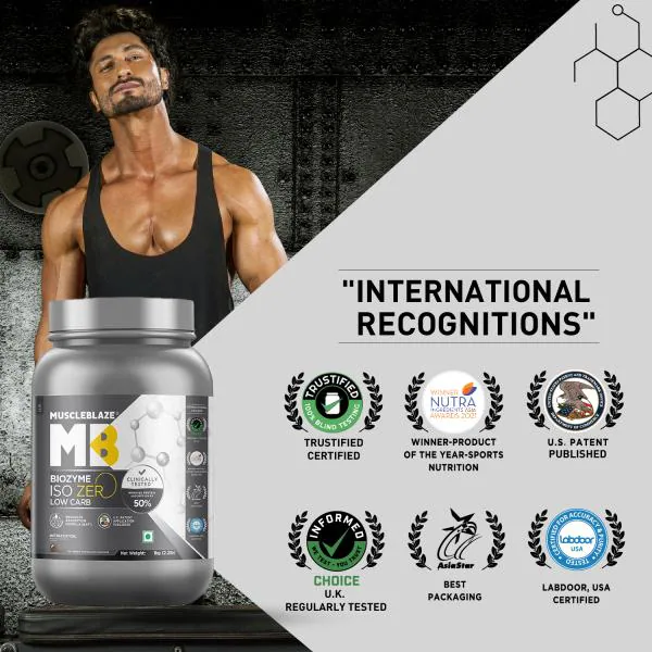 MuscleBlaze Biozyme Iso-Zero, Low Carb, 100% Pure Whey Protein Isolate ...