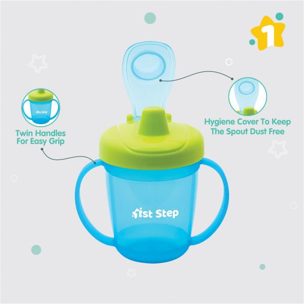 1st Step Twin Handle Sipper Cup With Flip Lid Pink - 220 ml - JioMart